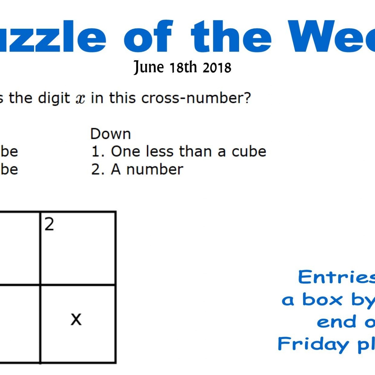 Silverdale School - Maths Puzzle of the Week