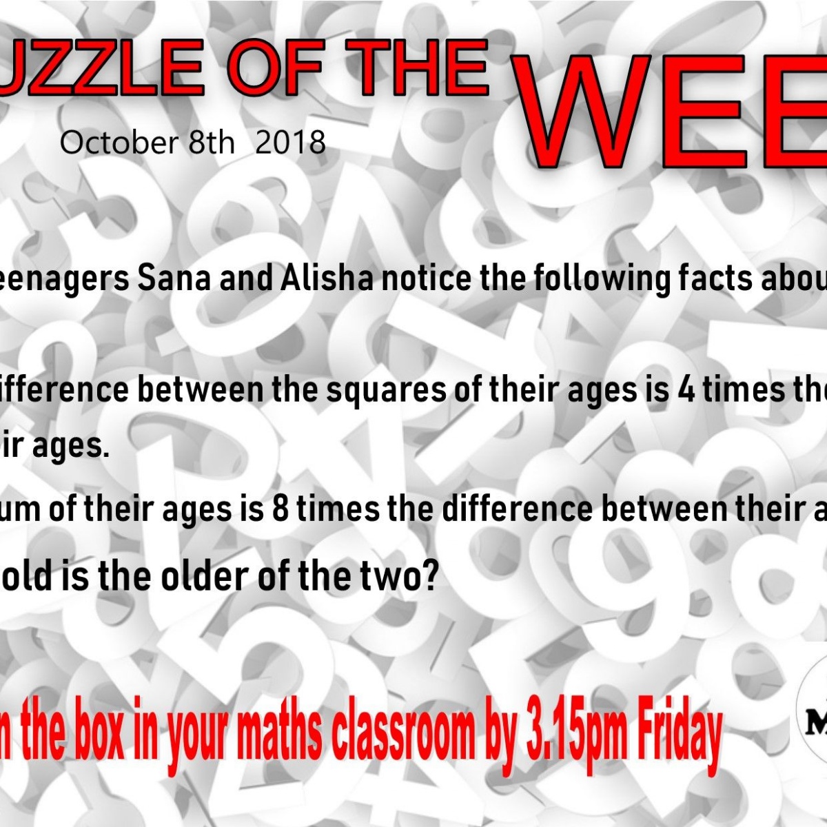 Silverdale School - Maths Puzzle of the Week