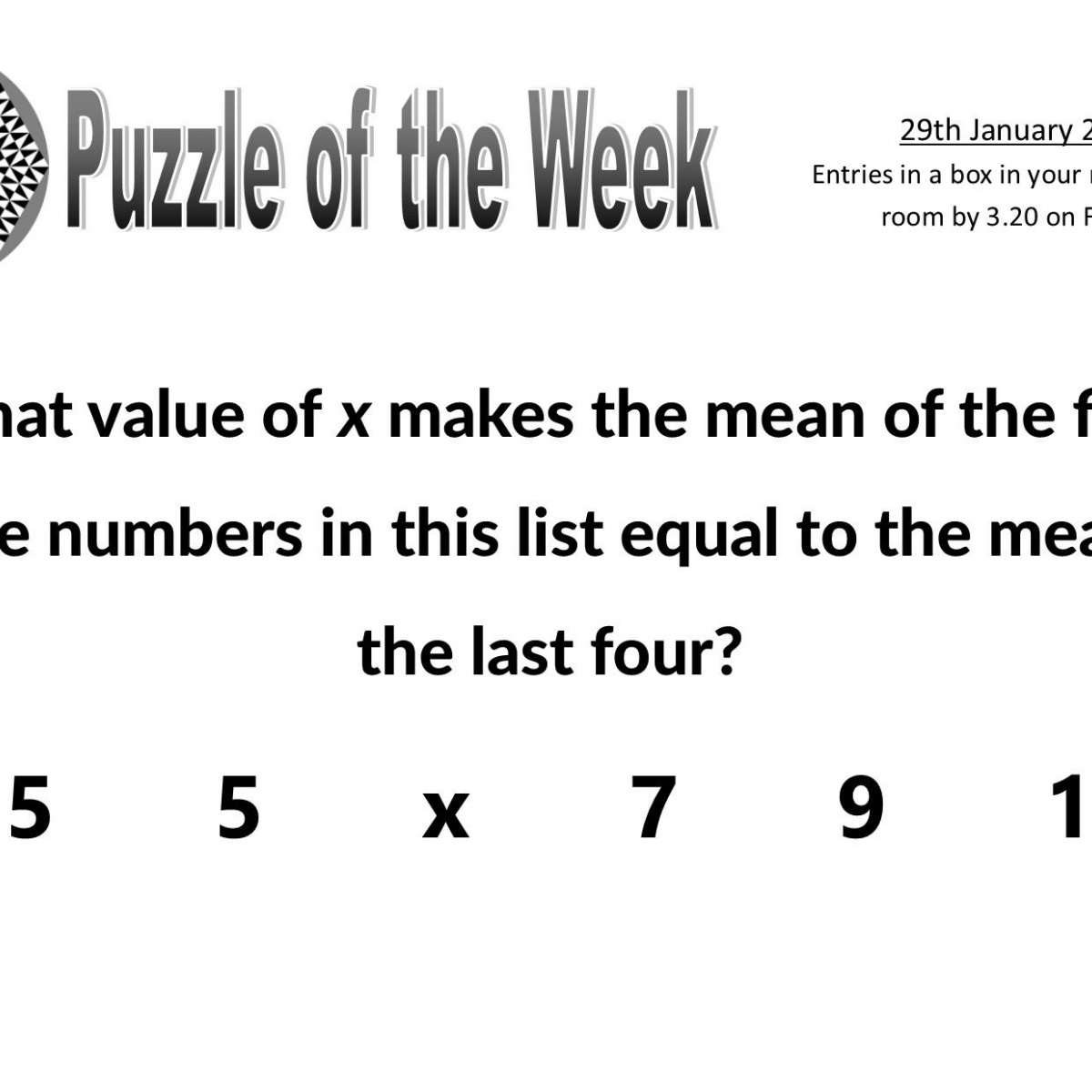 Silverdale School - Maths Puzzle of the week